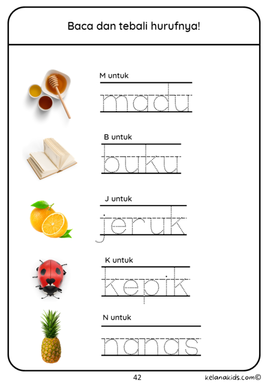 [ Seri Printable Worksheet ] Learning Sheet Belajar Membaca