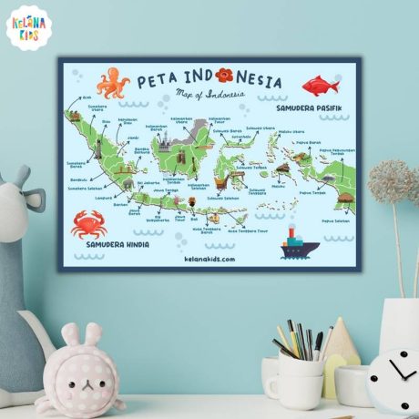 Poster Edukasi Map Peta Indonesia Wipe Clean Ukuran A3